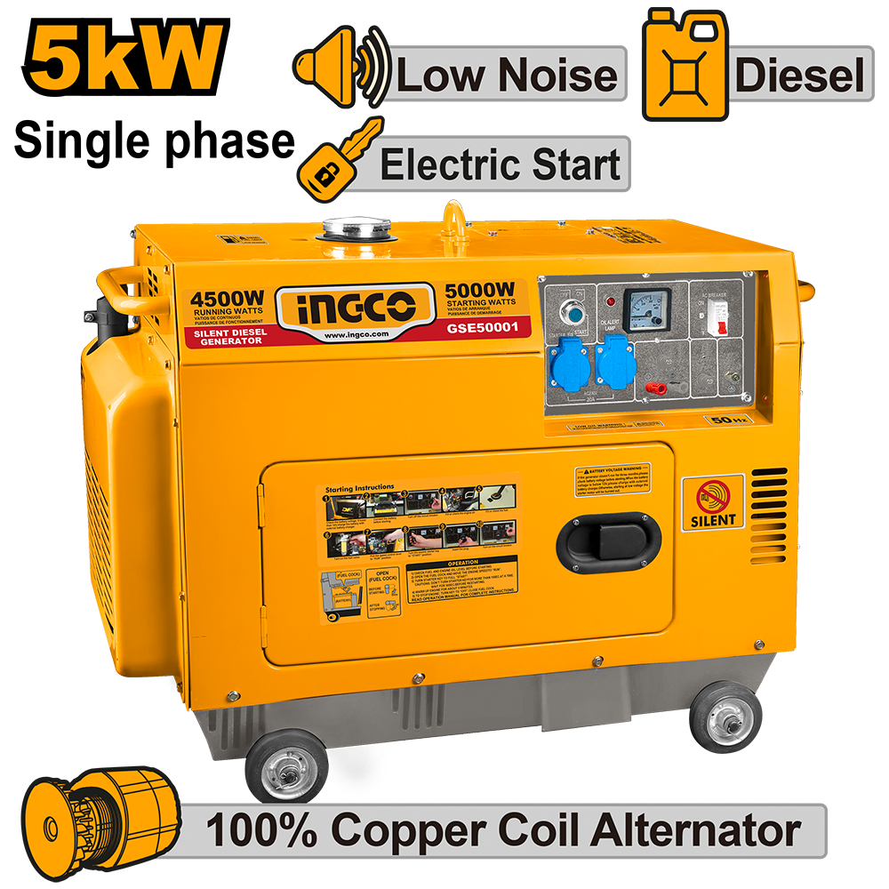 Ingco Silent Diesel Generator 5.0kW – GSE5000 - Soham Fiji